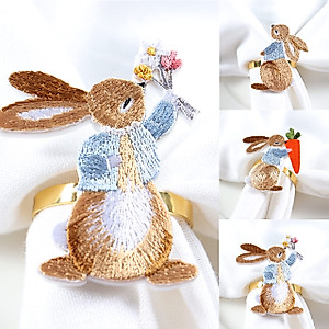 JENPECH Easter Napkin Rings Set of 6, Bunny Napkin Rings Easter Table Decoration, Used for Family Table Decoration Party Table Decoration Setting Decor 2