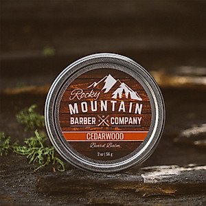 Beard Balm - Rocky Mountain Barber - 100% Natural - Premium Wax Blend with Cedarwood Scent, Nutrient Rich Bees Wax, Jojoba, Tea Tree, Coconut Oil