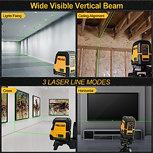 PREXISO Laser Level Self Leveling - 100Ft Rechargeable Cross Line Laser, Green Line leveler Tool for Construction, Floor Tile, Home Renovation with Magnetic Pivoting Base, Target Plate & Portable Bag