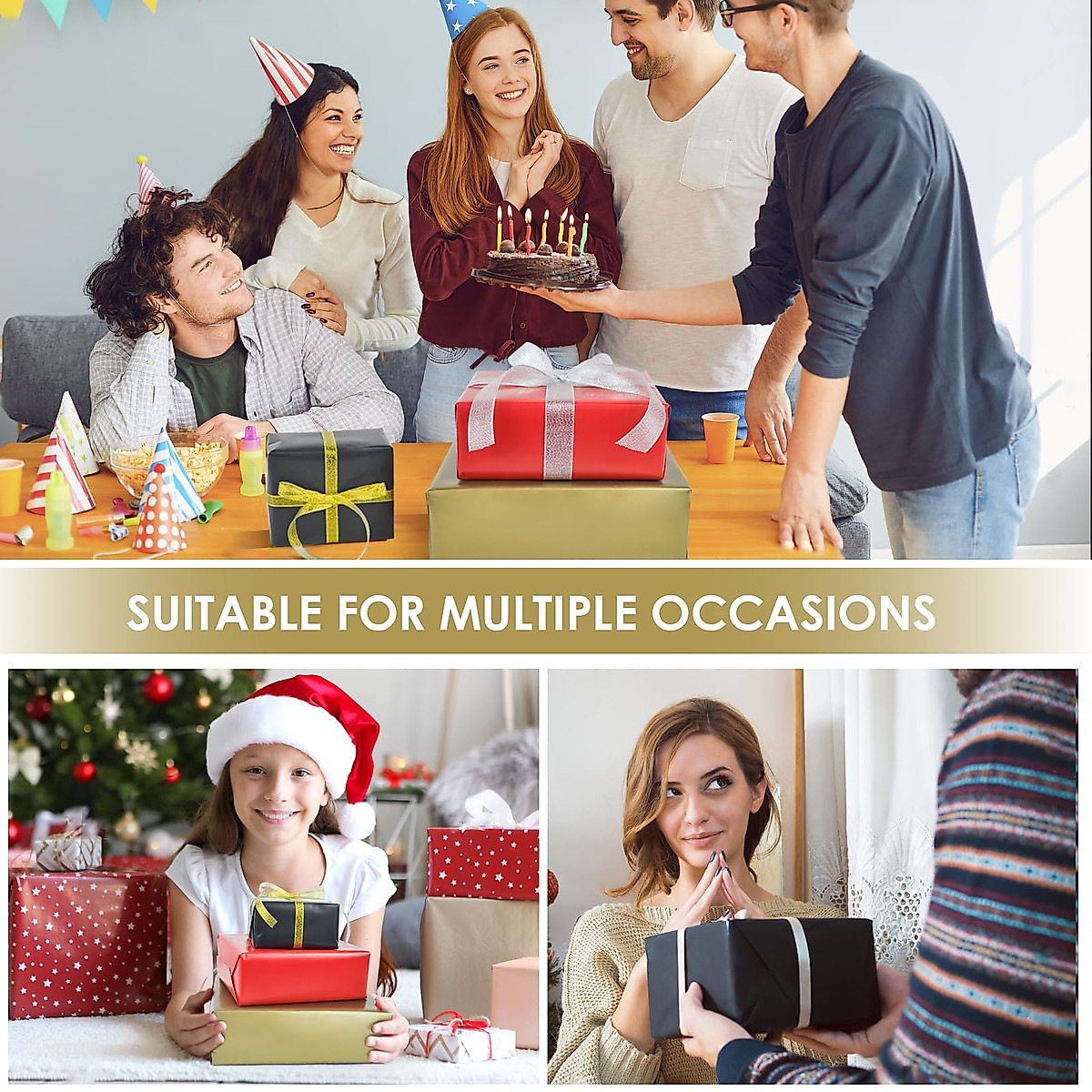 VISPAD Dark Gold Gift Wrapping Paper 17 Inches X 32.8 Feet, Solid Color Matte Paper, Perfect for Wedding, Birthday, Christmas, Valentine's Day, Baby Shower