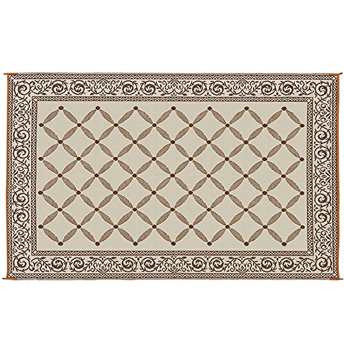 Stylish Camping 116097 6-feet by 9-feet Reversible Mat, Plastic Straw Rug, Large Floor Mat for Outdoors, RV, Patio, Backyard, Picnic, Beach, Camping (Brown/Beige)