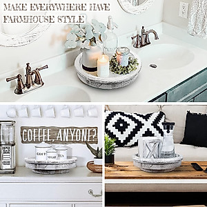 PUERSI Farmhouse Wood Lazy Susan for Table, Christmas Centerpiece for Dining Room Table, Rustic Decorative Wooden Round Turntable - 13 Inch, White