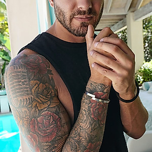 WISTIC 18K Bar Screw Bracelets Cuff Bangle for Women Chunky for Men Closely Clasp for Women and Men Gold Touch of Luxury Polished Couples Adult Jewerly (Size L)