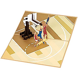 Basketball Pop Up Card, Blank Handmade 3D Sports Greeting with Envelope for Happy Birthday, Father's Day, Anniversary, Valentine's for Him Boy Men Dad Husband Boyfriend Brother Son Nephew Kid Friend