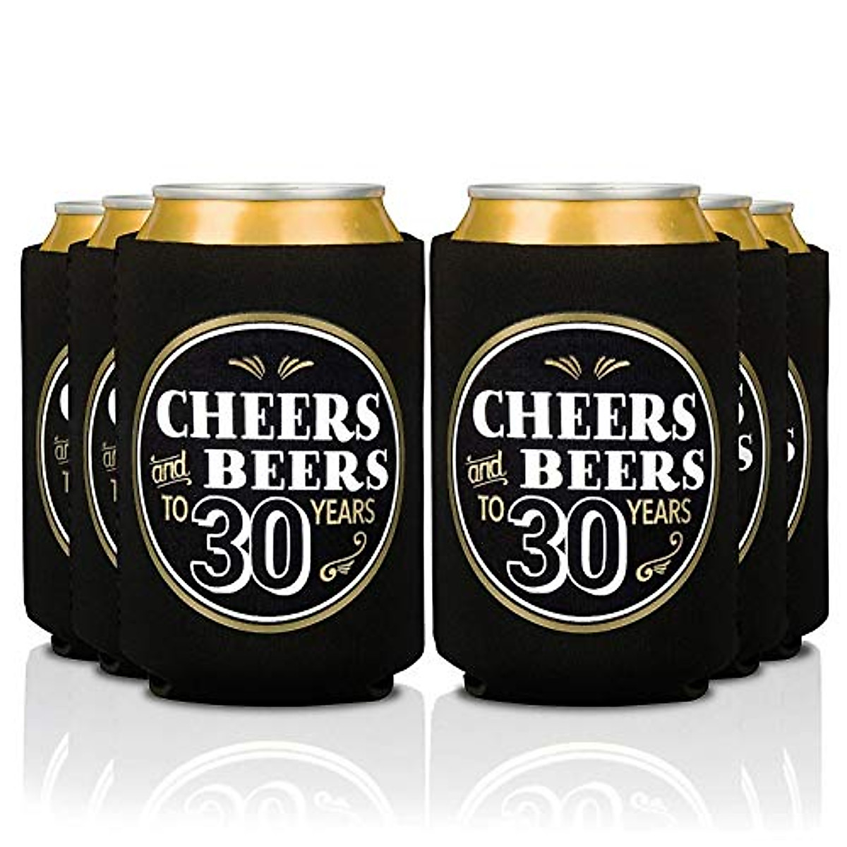 30th Birthday Decoration Bundle - Cheers & Beers to 30 Years Coozies and Cheers to 30 Years Birthday Banner