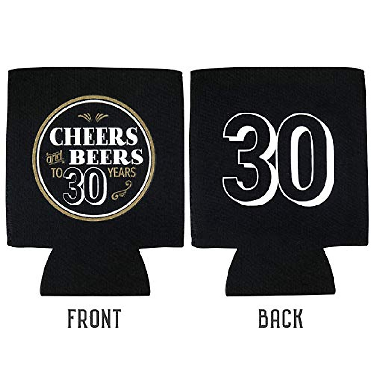 30th Birthday Decoration Bundle - Cheers & Beers to 30 Years Coozies and Cheers to 30 Years Birthday Banner