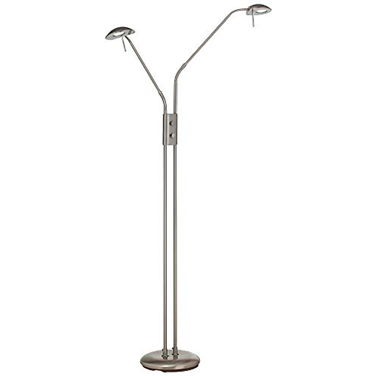 360 Lighting Casper Traditional Pharmacy Floor Lamp Standing LED 2-Light 63" Tall Brushed Nickel Silver Adjustable Arm Swivel Head Dimmer Switch for Living Room Reading House Bedroom Home