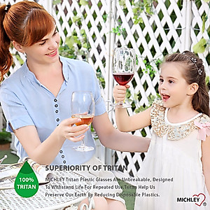 MICHLEY Unbreakable Wine Glasses, 100% Tritan Plastic Shatterproof Large Wine Glasses 20 oz, Set of 2