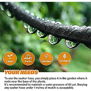 Winisok Flat Garden Soaker Hose 100FT(50Ft x 2Pack), Heavy Duty Double Layer Drip Hose - Save70% Water Flexible Watering Hose for Lawn, Garden Beds