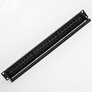 Essenc 19Inch 1U Cabinet Rack Pass-Through 24 Port CAT6 Patch Panel RJ45 Cable Jack Modular Frame