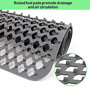 sink protectors for kitchen sink,Kitchen Sink Mats with Center Hole, Food Grade Silicone, 1 Non-Slip Heat Resistant Foldable Sink Fitting for Stainless Steel or Ceramic Sink Bottom (Grey 24.8"*13")