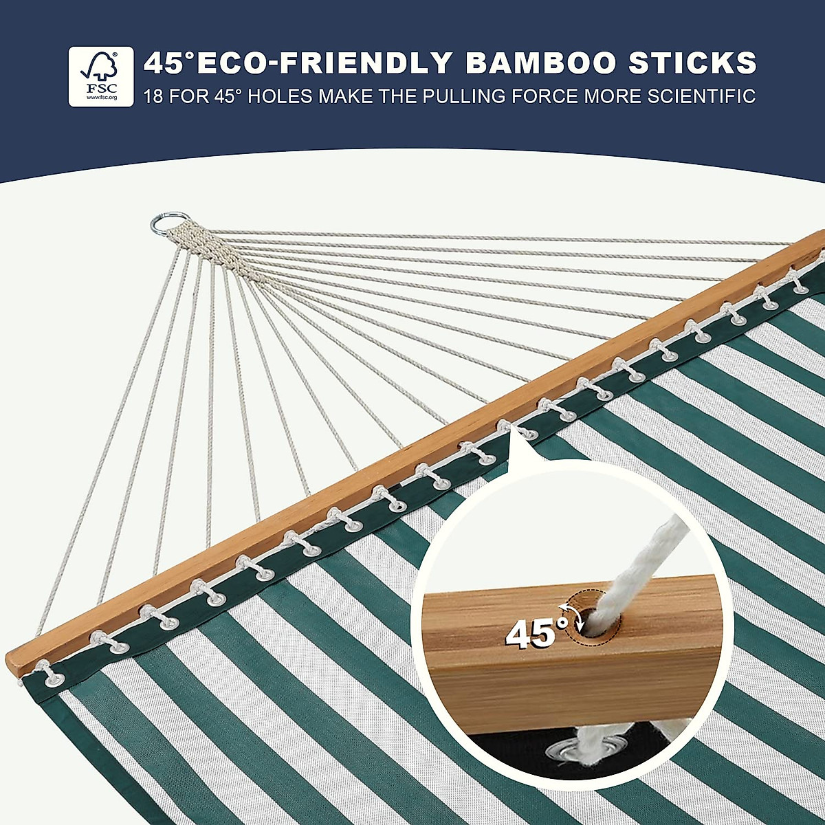 Patio Watcher 14 FT Quick Dry Hammock with Double Size Solid Wood Spreader Bar Outdoor Patio Yard Poolside Beach Hammock with Chains, Waterproof and UV Resistance, 2 Person 450 Pound Capacity