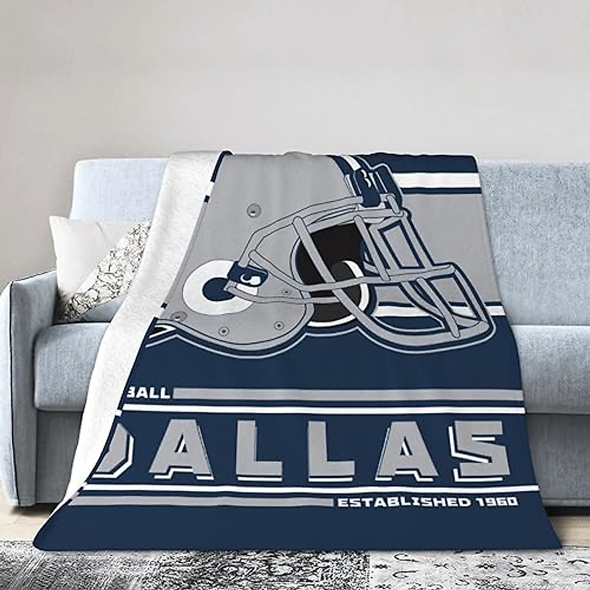 Nmdswov Dallas Throw Blanket Custom Football Style Blanket Gifts for Men Women Youth Fans Blanket for Sofa Bed Couch Living Room Chair, 60" X 50"