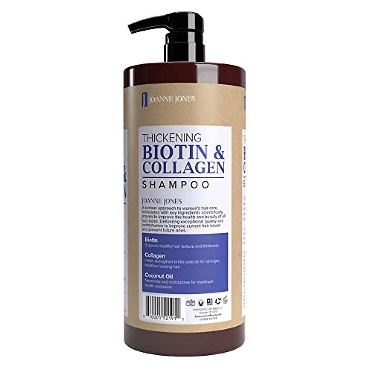 Joanne Jones Thickening Biotin & Collagen Shampoo, 960ml/32 fl oz, Noticeably Thicker and Fuller Looking Hair, Cruelty Free, Paraben Free
