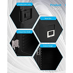 TABU 95QT End-Loading Insulated Food Pan Carrier, LLDPE Material Food Box Carrier with Double Buckles, Front Loading Portable Food Warmer with Handles (Black)