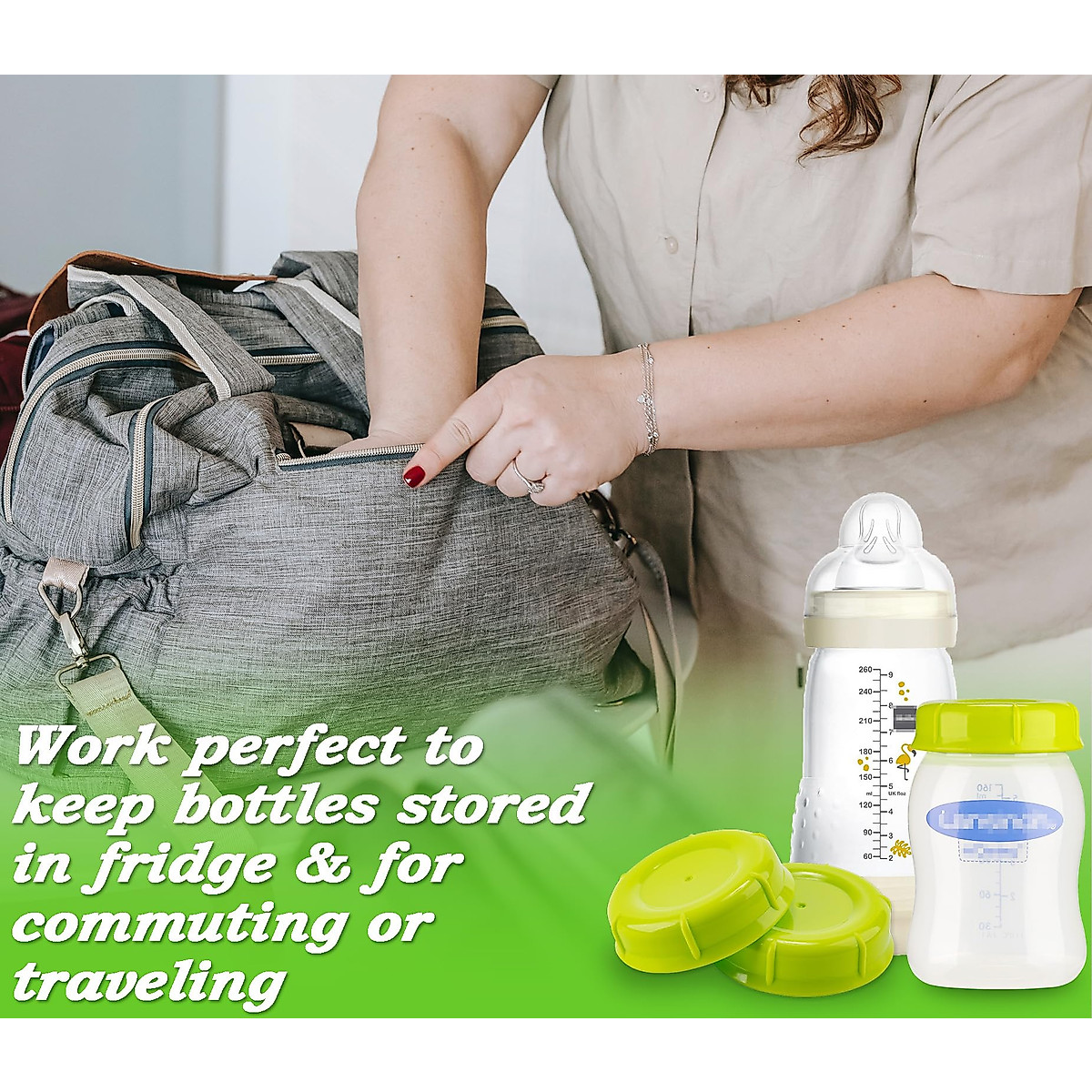 (9-PCs) Travel Bottle Caps Compatible with Lansinoh MAM Bottles, Storage Lids Replacement