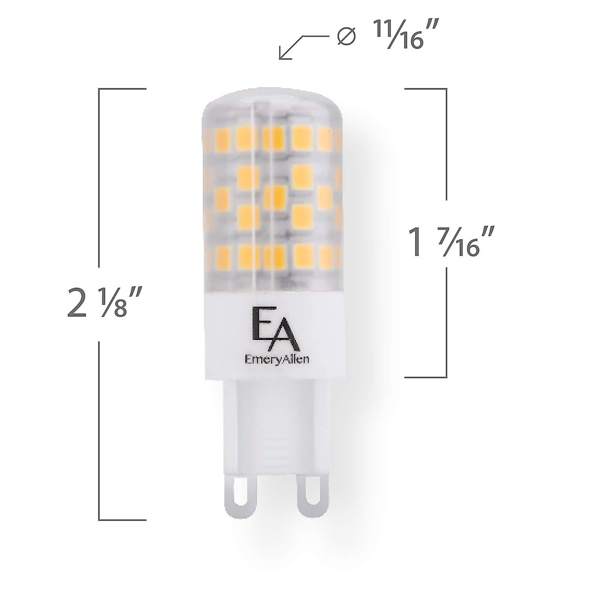 EmeryAllen EA-G9-4.5W-001-279F-D Dimmable Miniature Bi-Pin Base JA8 Compliant LED Light Bulb, 120V-4.5Watt (50W Equivalent) 450 Lumens, 2700K, 1 Pcs