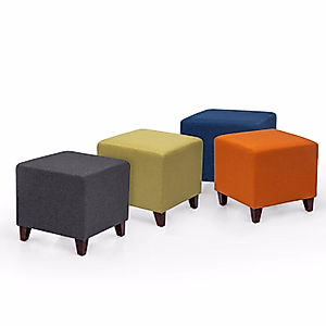 Adeco Simple British Style Cube Footstool Ottoman bench foot rest, 16x16x16, Blue