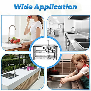 Free Standing Stainless-Steel Double Bowl Commercial Restaurant Kitchen Sink Set w/Faucet & Drainboard, Prep & Utility Washing Hand Basin w/Workbench & Storage Shelves