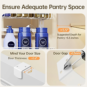 Delamu Over the Door Pantry Organizer, Adjustable 8-Tier Pantry Door Organizers and Storage, Hanging Spice Rack Shelves for Home & Kitchen, Metal Cabinet Door Organizer, Laundry Room Organization