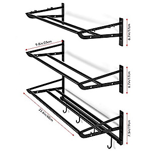 Sunix Garage Sports Equipment Storage, Basketball Rack with 3 Racks, Sports Equipment Organizer Wall Mount Shelf with 4 Hooks for Rackets, Sports Equipment Storage Rack, basketball Rack