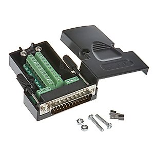 ANMBEST 2PCS DB25 Solderless Connector, RS232 D-SUB Serial to 25-pin Port Terminal Male Adapter Breakout Board with Case Long Bolts Nuts