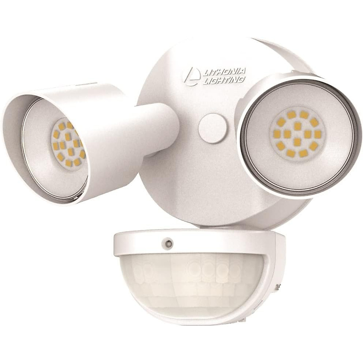 Lithonia Lighting HGX LED 2RH 40K 120 MO WH M2 HomeGuard Security Flood Lights, 4000 Lumens, 2-Light, Photocell Sensor and Motion Detection, White