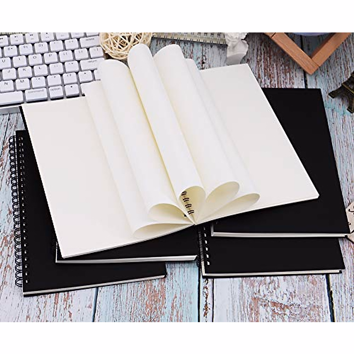 Wotion A5 Black Spiral Notebook Blank Sketchbook Unruled Journal Pack,Thick Blank Paper 50 Sheet 100 Unlined Pages 5.59“ x 8.27” 5 Pack…
