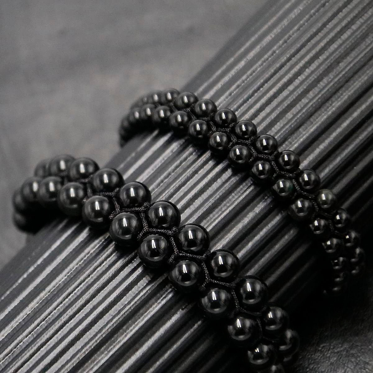 GENASTO Black Obsidian Stone Beads Bracelet Natural Tiger Eye Lava Rock Stone Prayer Mala Beads Adjustable Oil Diffuser Bracelet for Men Women