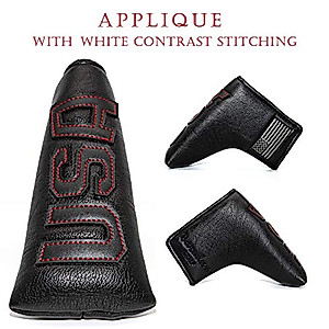 Barudan Golf Black Putter Headcover Covers Cover for Blade Style Putters, Magnetic USA Flag Blade Putter Headcovers with Magnet for Men