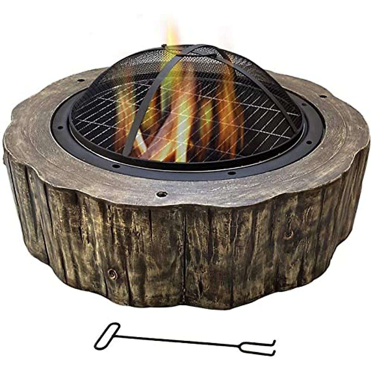 LEAYAN Garden Fire Pit Grill Bowl Grill Barbecue Rack Fire Pits Bowls,for Garden Wood Burning BBQ with Grill and Lid Cast Iron Outdoor Firepit for Log Burning for Patio Camping Waterproof 80cm