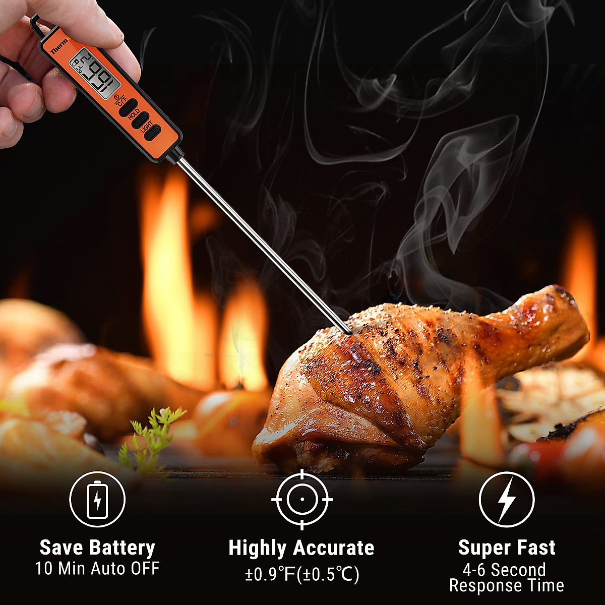 ThermoPro TP01A Digital Meat Thermometer for Cooking + ThermoPro TP06B Digital Grill Meat Thermometer with Probe