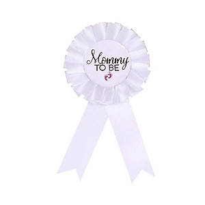 CoolerthingsDG, 1 Mommy to be Tinplate Badge Pin - Baby Shower Button New Mom Gifts Gender Reveals Party Baby Girl White Rosette Button Baby Celebration (White, pink footprint)