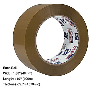 PERFECTAPE Heavy Duty Brown Packing Tape 6 Rolls, Total 660Y, 2.7 mil, 1.88 inch x 110 Yards, Ultra Strong, Refill for Packaging and Shipping(Not Paper Tape)