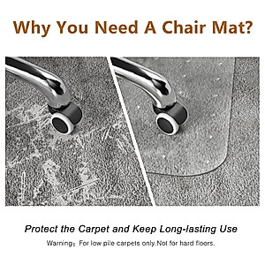 Naturehydro Office Chair Mat for Carpeted Floors - 48" x 48" Plastic Floor Mat for Low Pile Carpet, Easy Glide Rolling Computer Desk Chair Mat, BPA and Phthalates Free (Square)