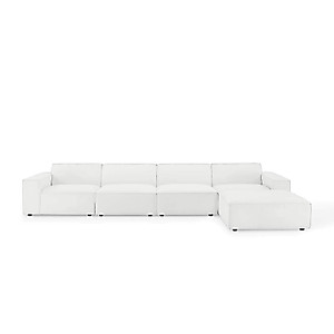 Modway Restore 5-Piece Upholstered Sectional Sofa in White