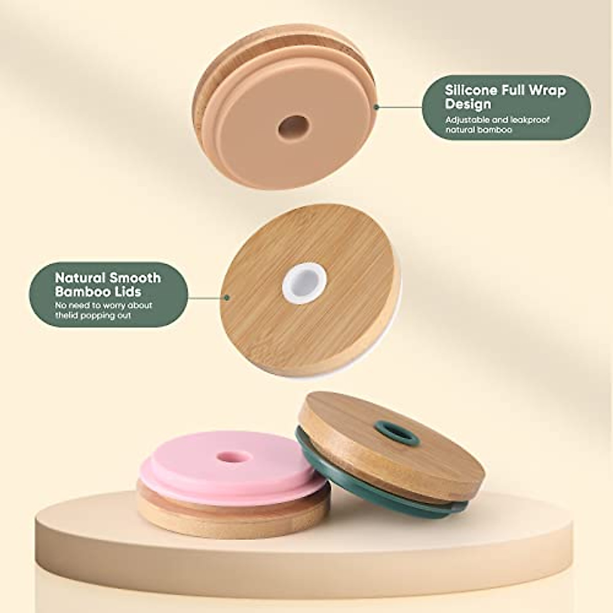 4 Pack Glass Cups with Lids and Straws, 22oz Mason Jar Glass Tumbler, Smoothie Cup with Silicone Sleeve, Reusable Boba Cup, Modern Cute Iced Coffee Cup, Drinking Glasses for Tea, Juice, Soda, Cocktail