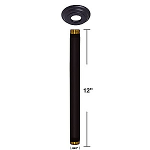 Westbrass 1/2" IPS x 12" Ceiling Mounted Shower Arm with Flange, Matte Black, D3612A-62