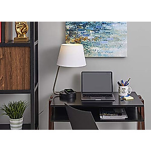 Adesso 3015-22 Louie AdessoCharge Table Lamp, 19 in, 60W Type A Bulb (Not Included), Brushed Steel w/Black Rubber Wood Base, 1 Table Lighting