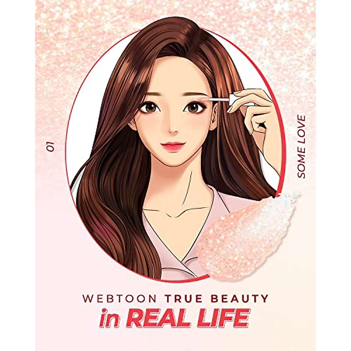 AMTS Webtoon True Beauty - 01 Some Love | Liquid Pink Gold Chunky Glitter Eyeshadow | Highlighter, K-Drama Korean Makeup, Highly Pigmented, Long Lasting Shimmer
