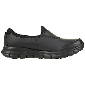 Skechers Women's Sure Track Work Shoes, Black Leather, 7