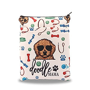 Doodle Mama Book Sleeve Golden Doodle Lovers Book Cover Doodle Owner Book Sack Pet Lovers Protector Sleeve Mothers Day Gift Waterproof with Zipper Book Pouch (DoddleMamaBS)