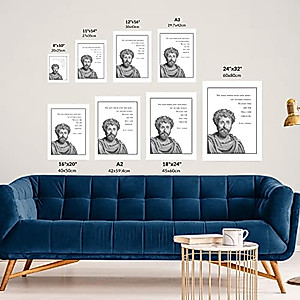 MAXFOUNDRY Marcus Aurelius Portrait & Quote Art Print, Philosophy Gift for Stoic, Motivational Gift Words of Wisdom, Positive Affirmation, Stoicism Art 8x10 / 20x25 cm