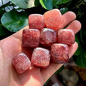 100g Natural Strawberry Crystal Gravel Round Stone Crystal Stone Fish Tank Flower Pot Decoration Stones