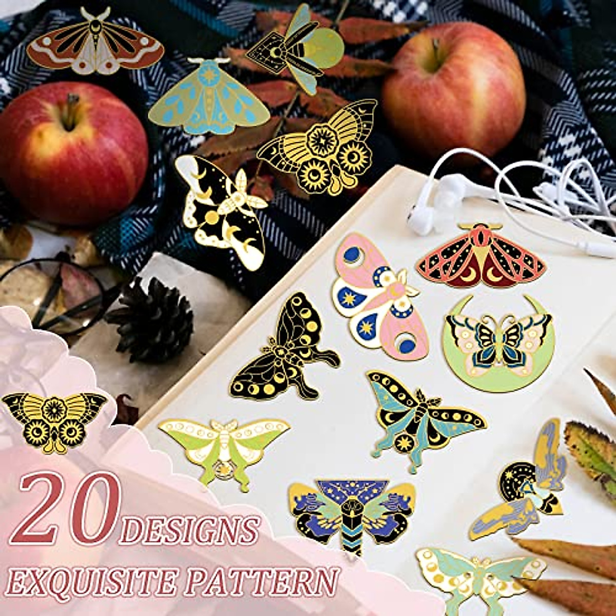 40 Pieces Butterfly Magnetic Bookmarks Butterfly Shape Page Markers Cute Book Markers for Women Kids Students Gifts School Office Book Reading Supplies, 20 Styles Magnetic Bookmarks