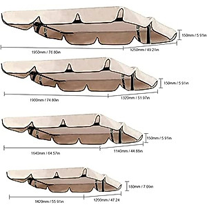 BTURYT Swing Canopy Replacement Cover, Waterproof 2/3 Seater Patio Swing Canopy Cover,Sun Shade Replacement Canopy Top Cover for Garden Outdoor Swing(top Cover only)