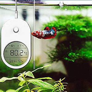 LCD Digital Aquarium Thermometer,Fish Tank Water Terrarium Temperature for Fish and Reptiles,Room Temperature,Indoor Humidity 3 in1(Fahrenheit)