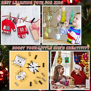 Jetec 200 Pcs Christmas Mini Wooden Clothespins for Craft Gold Silver Black Tiny Wooden Photo Paper Clip Wood Peg Pin Clips for Holding Photo Scrapbooking Picture Memo Card