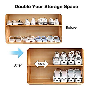 Neprock 6 Tier White Shoe Rack Organizer Bundle with 36-Pack White Shoe Slots Organizer