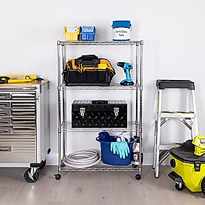 Seville Classics Solid Steel Wire Shelving Storage Unit Adjustable Shelves Organizer Rack, for Home, Kitchen, Office, Garage, Bedroom, Closet, Steel, 4-Tier, 30" W x 14" D